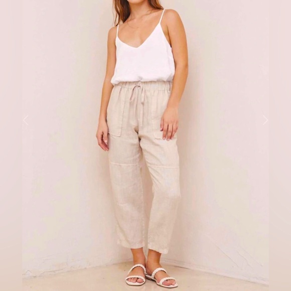 cloth & stone | Pants & Jumpsuits | Cloth Stone Beige Wide Leg Capri ...